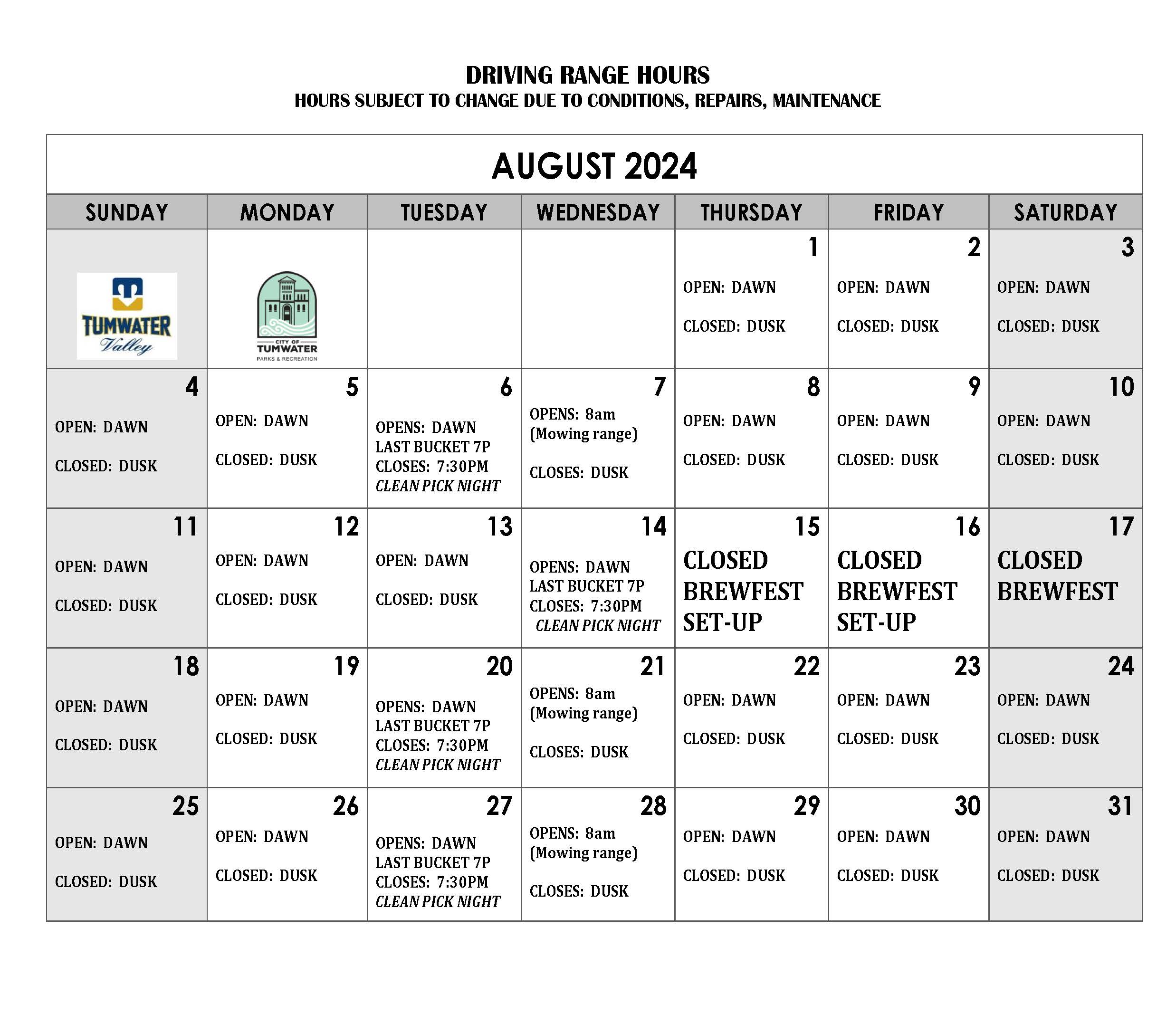 Events - Tumwater Valley Golf Club