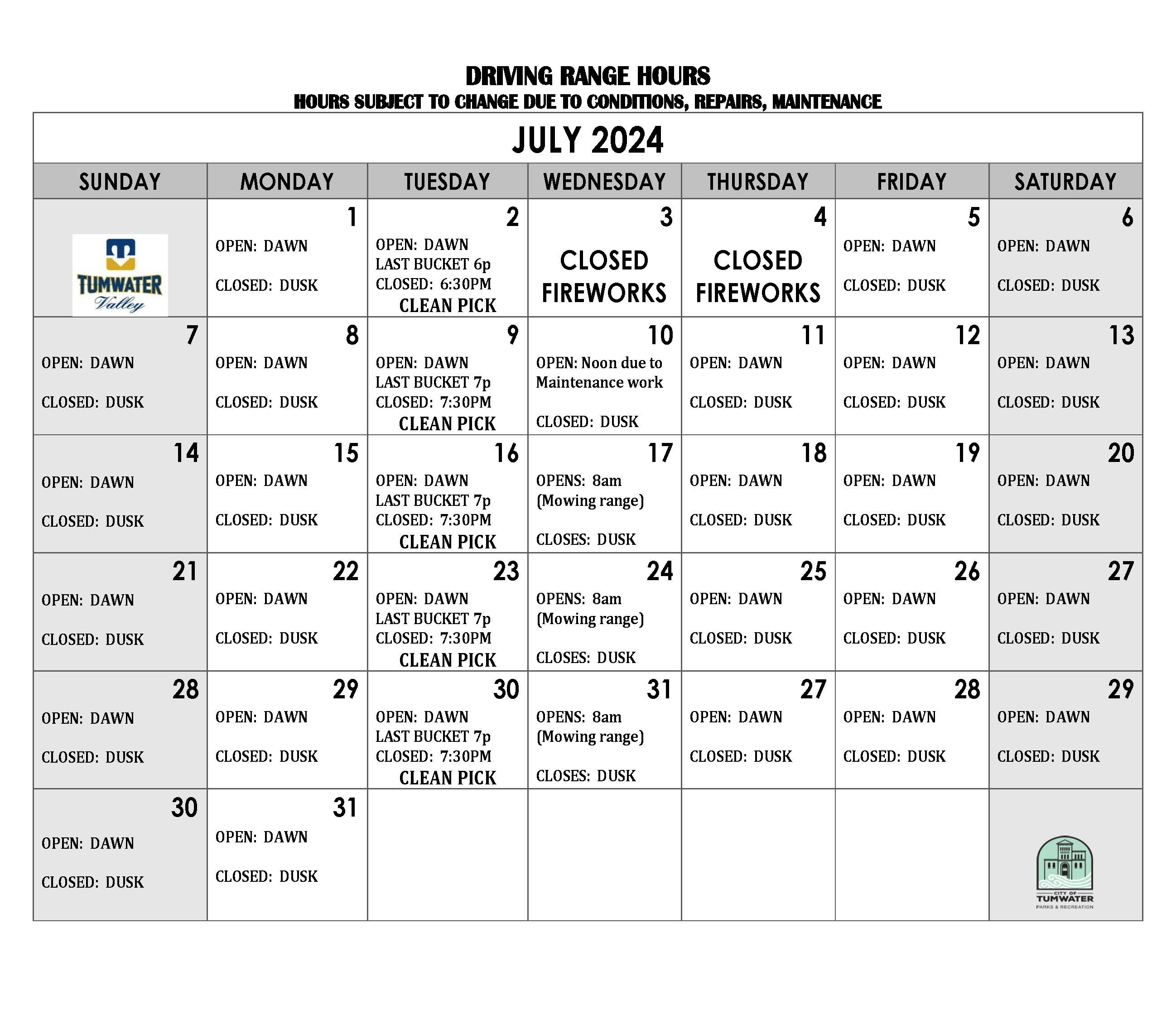 Events - Tumwater Valley Golf Club