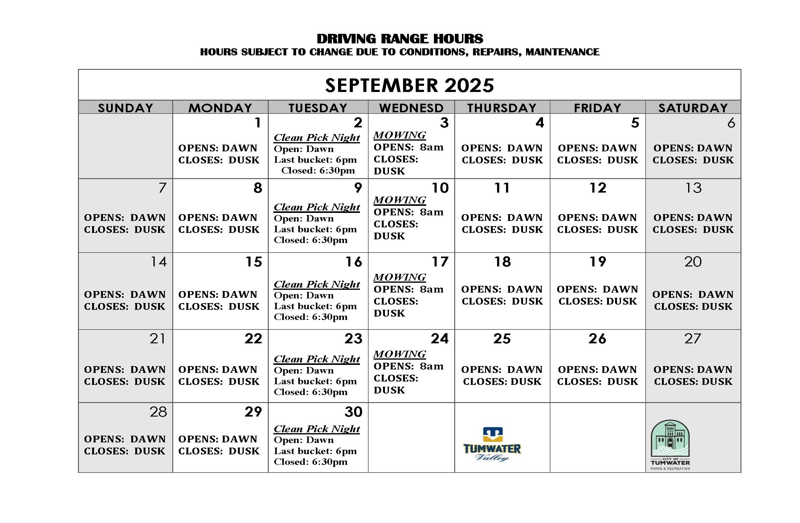 Events - Tumwater Valley Golf Club